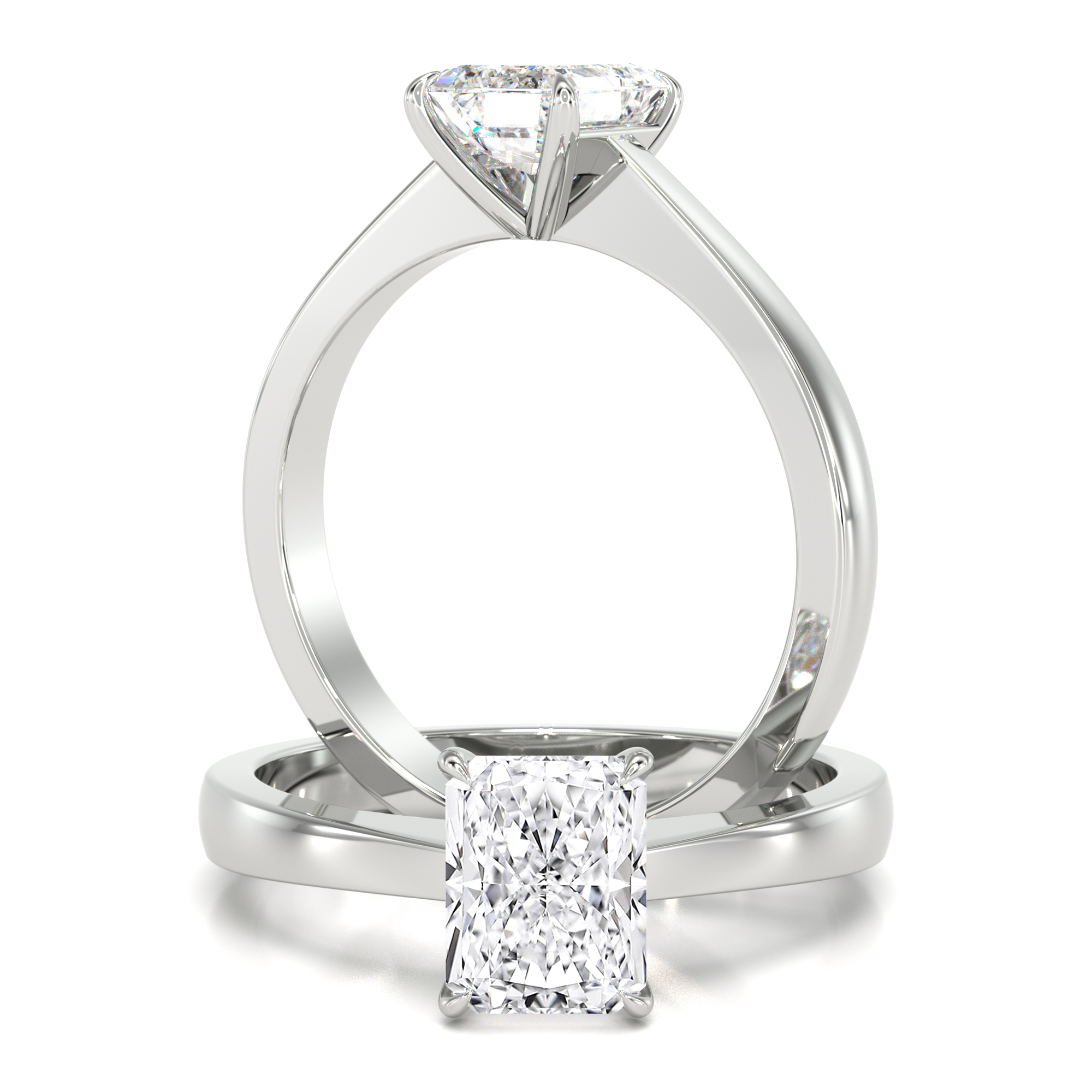 Radiant cut solitaire diamond ring in platinum - PD002PL