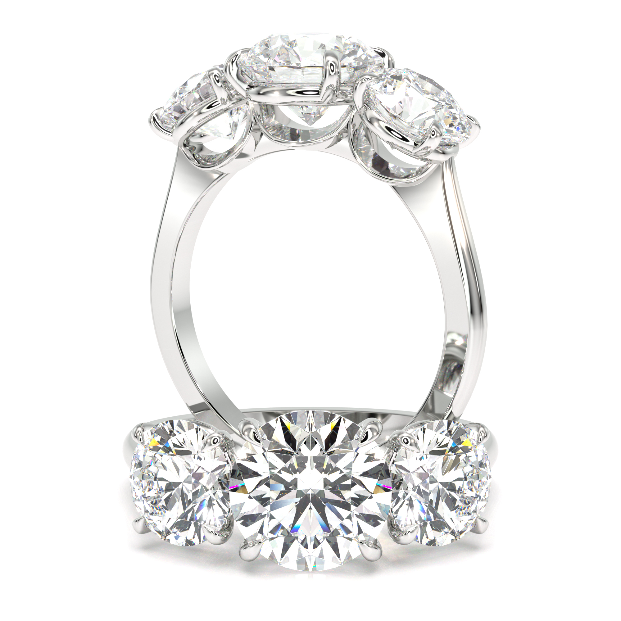 Remarkable round cut three stone trilogy diamond ring in platinum - PD030PL