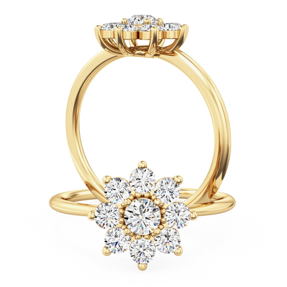Round cut diamond halo in 18ct yellow gold - PD031Y