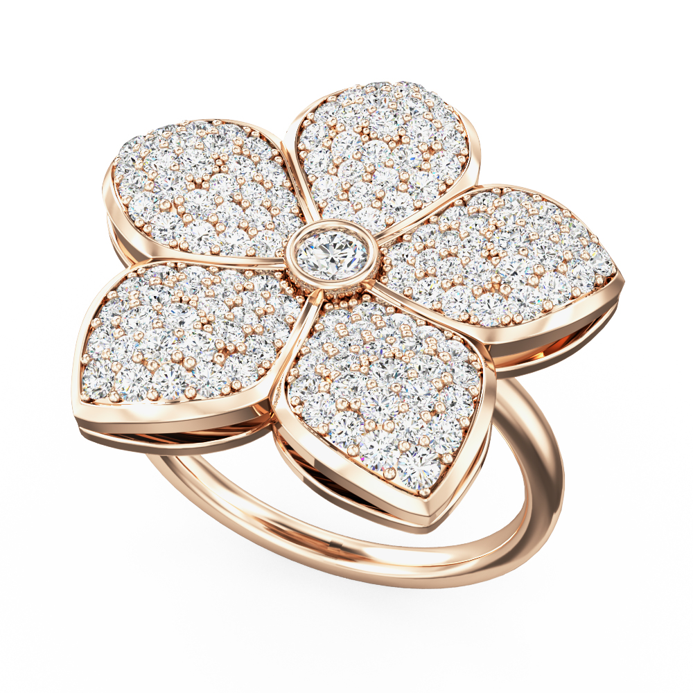 Amazing cut diamond floral style ring in 18ct rose gold - PD040R