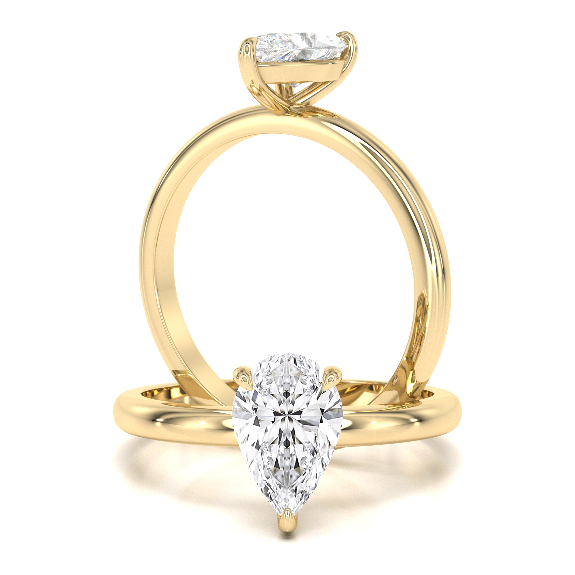 Pear shape solitaire diamond ring in 18ct yellow gold - PD061Y