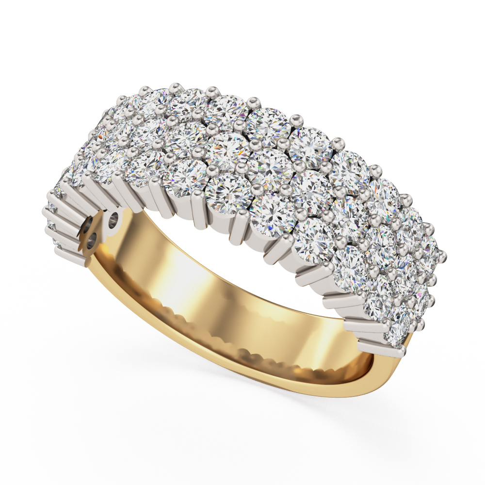 Three row diamond eternity/dress ring in 18ct yellow & white gold - PD301YW