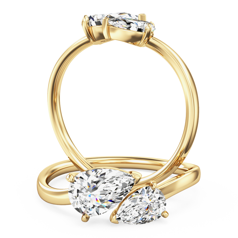 Enchanting double pear shaped diamond ring in 18ct yellow gold - PD428Y