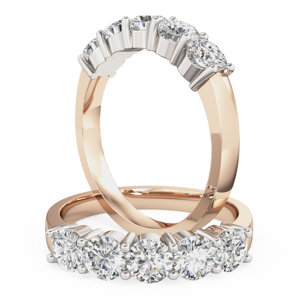Round cut diamond eternity ring in 18ct rose & white gold - PD350RW