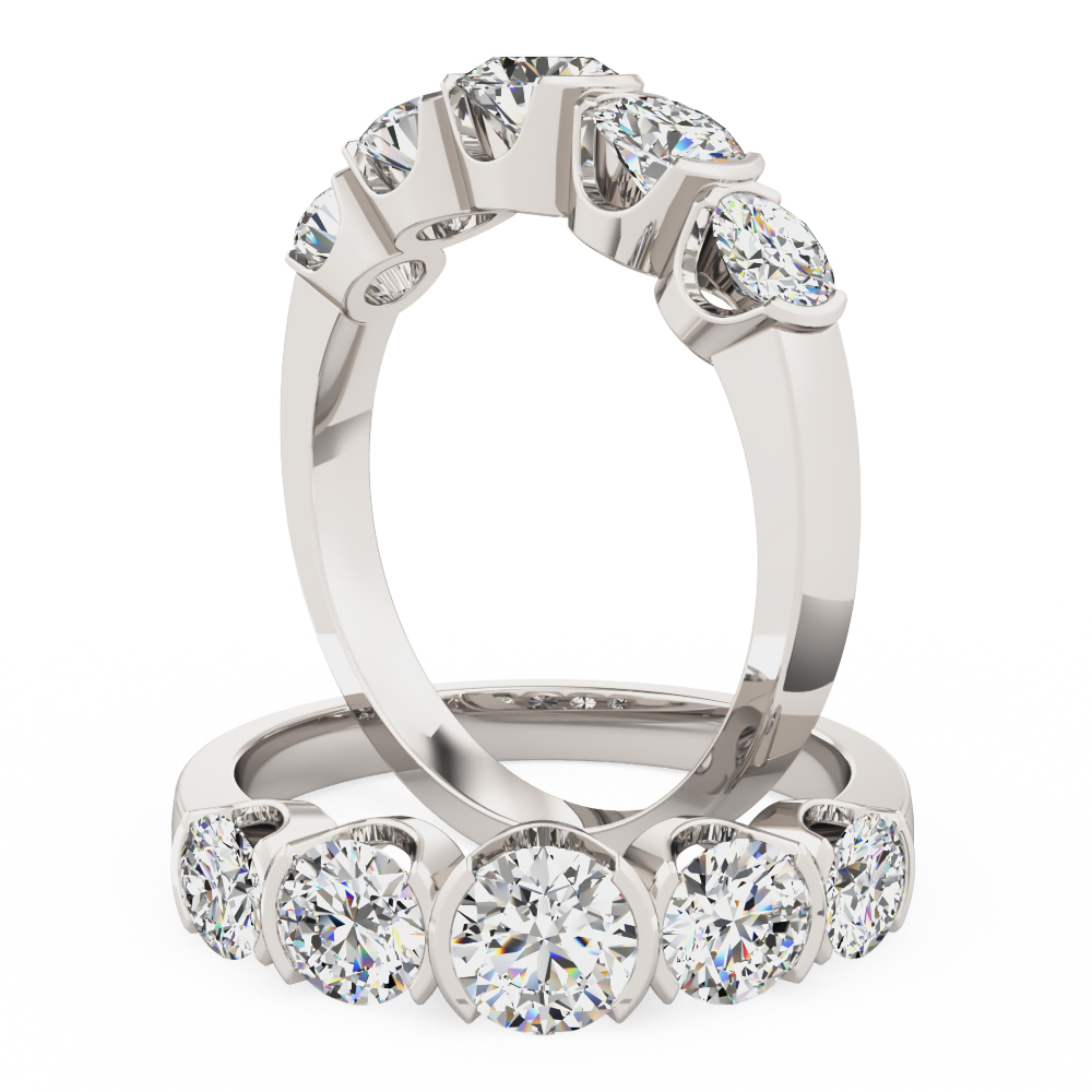 Round cut five stone diamond ring in platinum - PD364PL