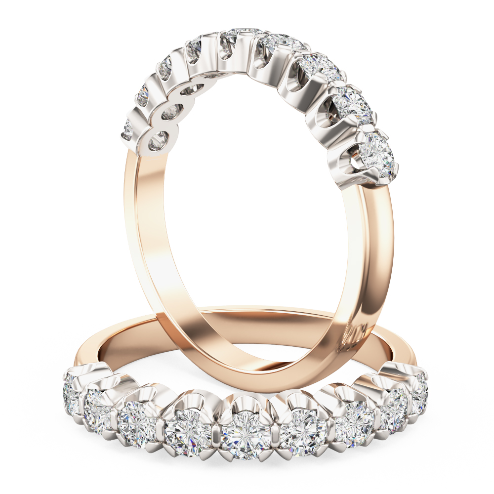 Nine stone diamond eternity ring in 18ct rose & white gold - PD931RW