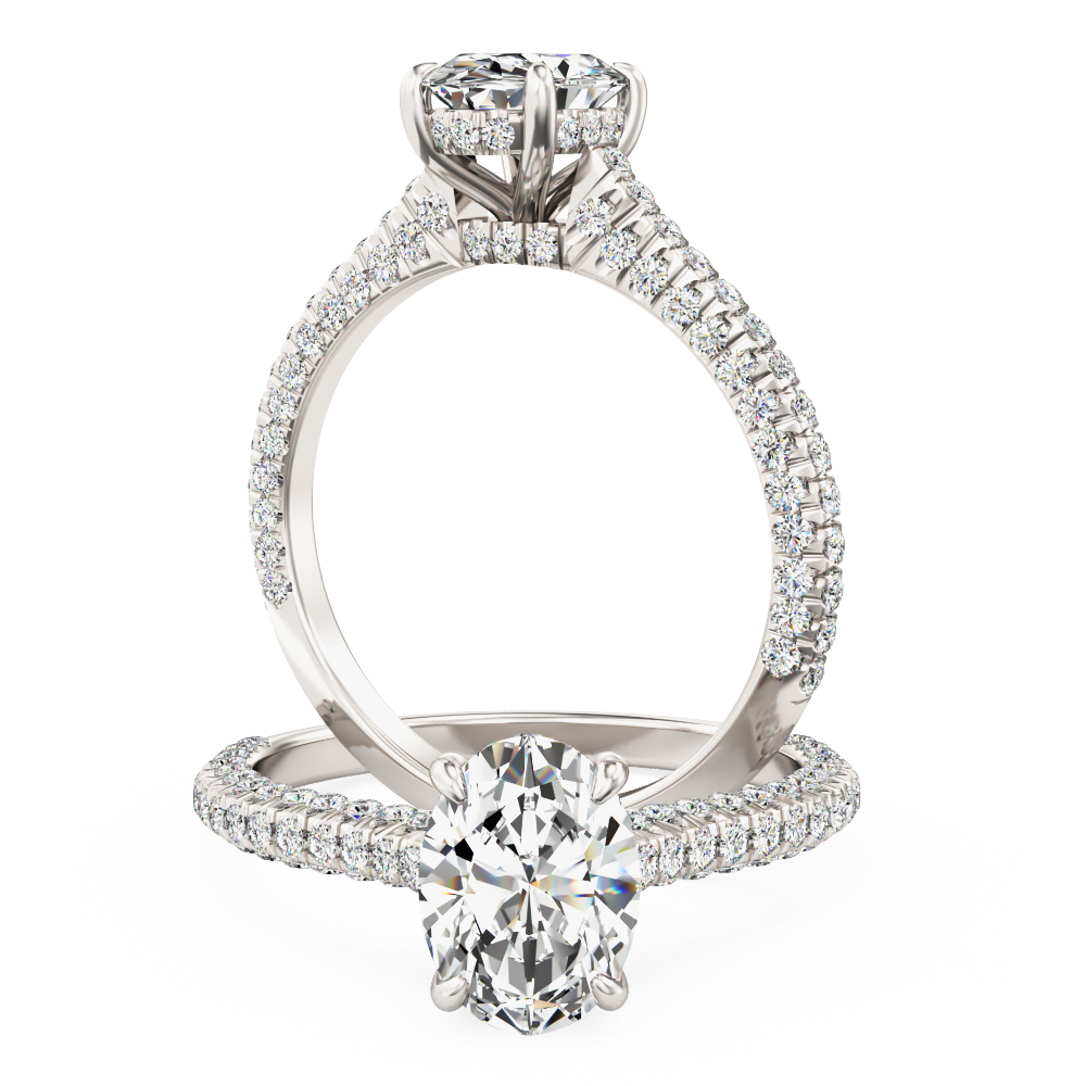 Amazing oval cut diamond engagement ring in platinum - PD968PL