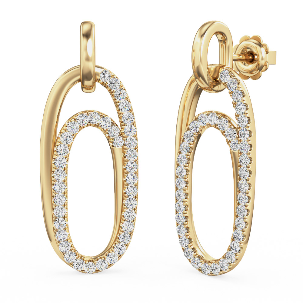 Pair of cut diamond drop style earrings in 18ct yellow gold - PDE130Y