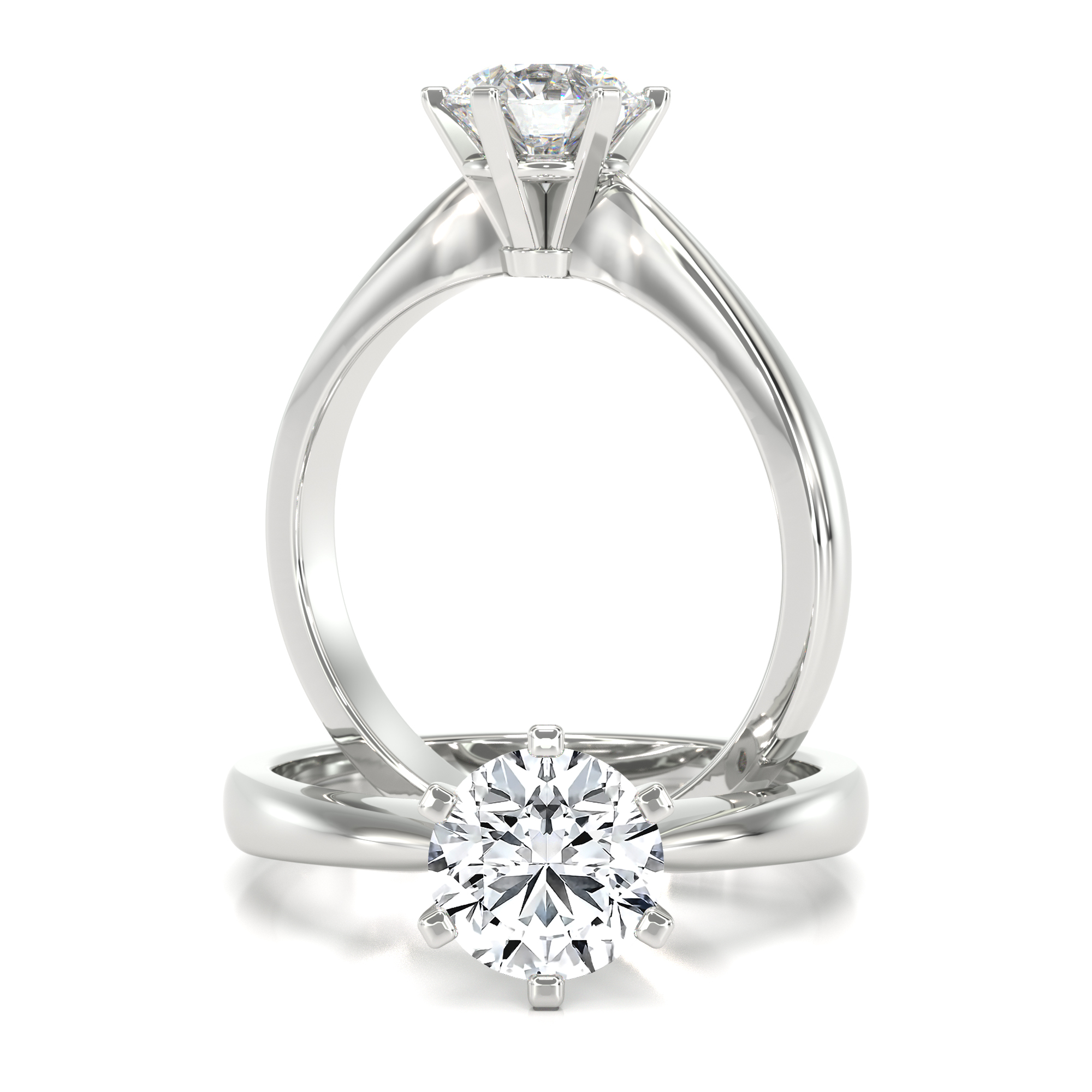 Lab grown round cut solitaire diamond ring in 18ct white gold - PDL112W