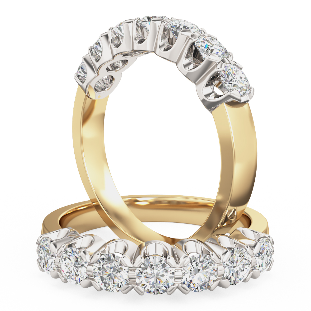 Lab grown round cut multi-stone diamond ring in 18ct yellow & white ...