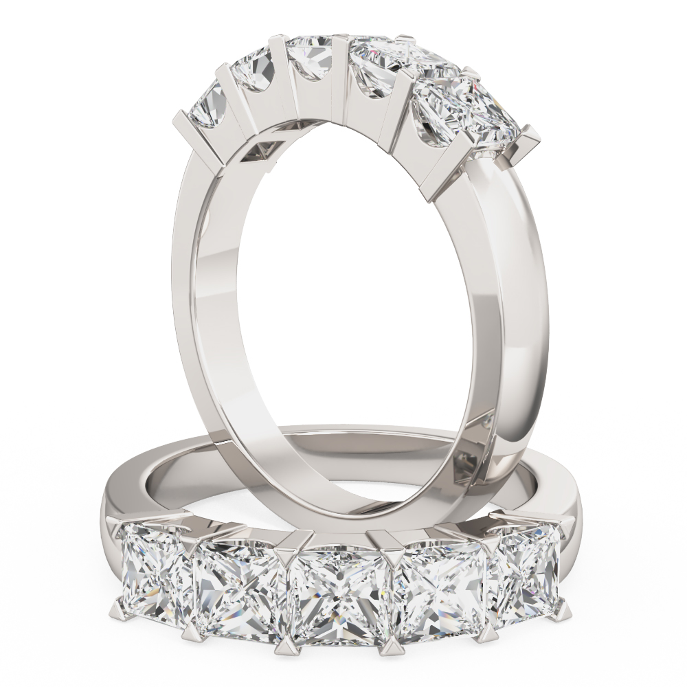 Princess cut five stone lab grown diamond ring in 18ct white gold - PDL310W
