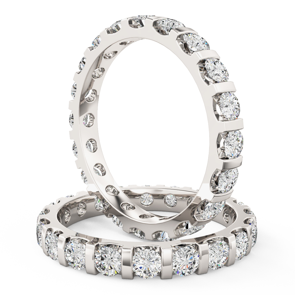 Round cut lab grown diamond full set eternity/wedding ring in platinum ...