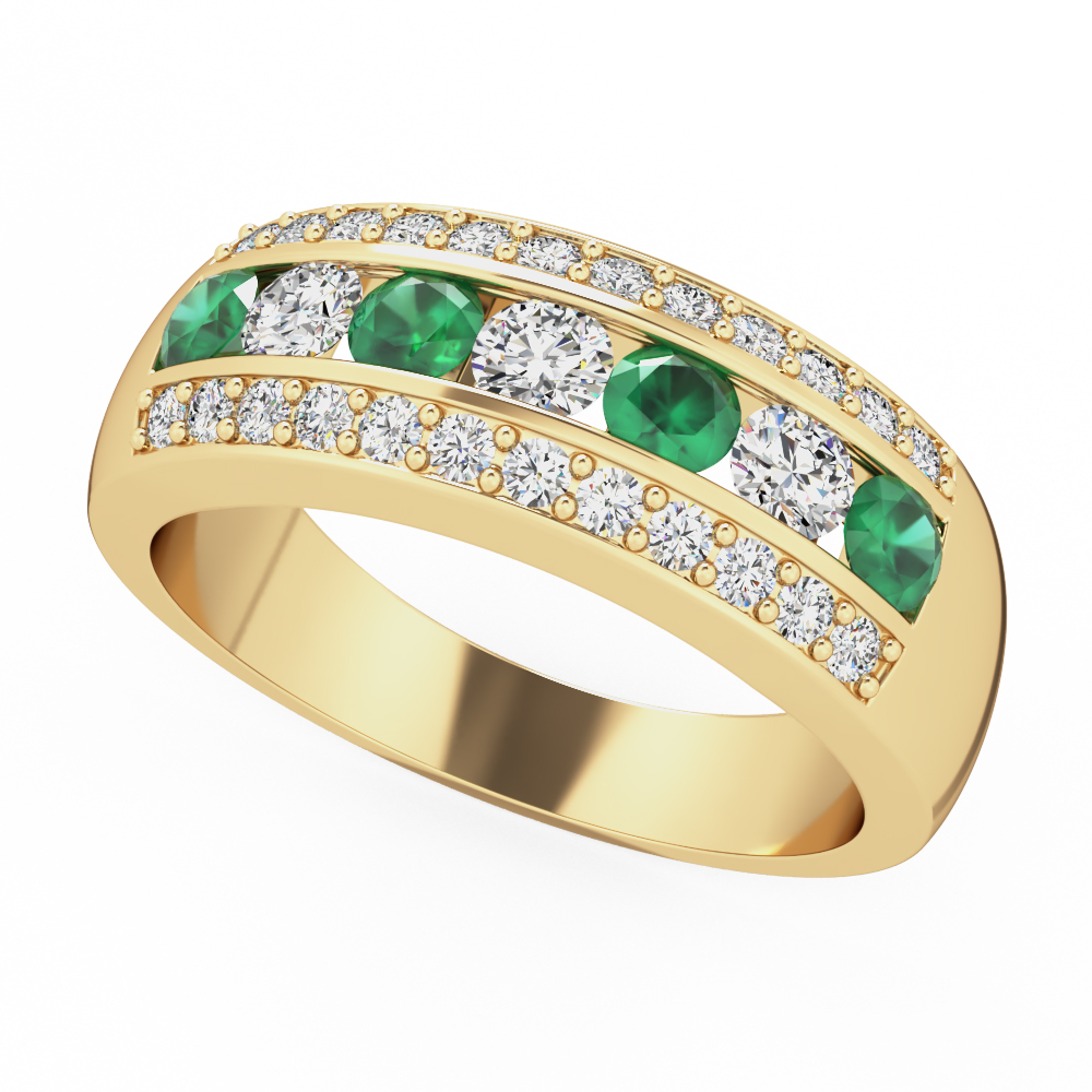 Emerald & diamond dress ring in 18ct yellow gold - PDM332Y