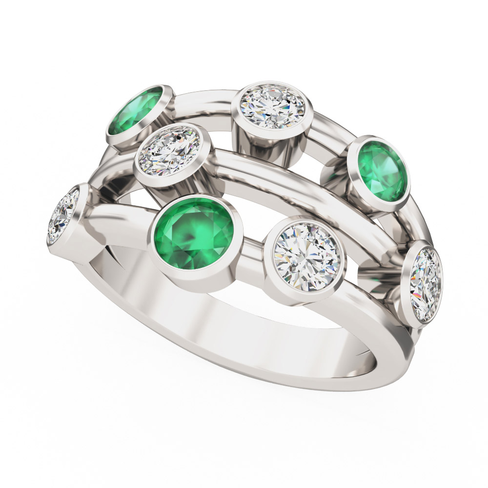 Emerald & diamond cocktail ring in 18ct white gold - PDM506W