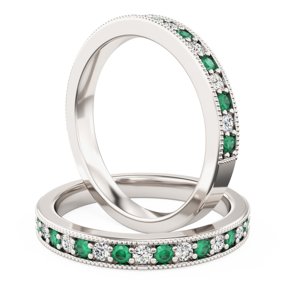 Emerald and diamond eternity ring in 18ct white gold - PDM530W