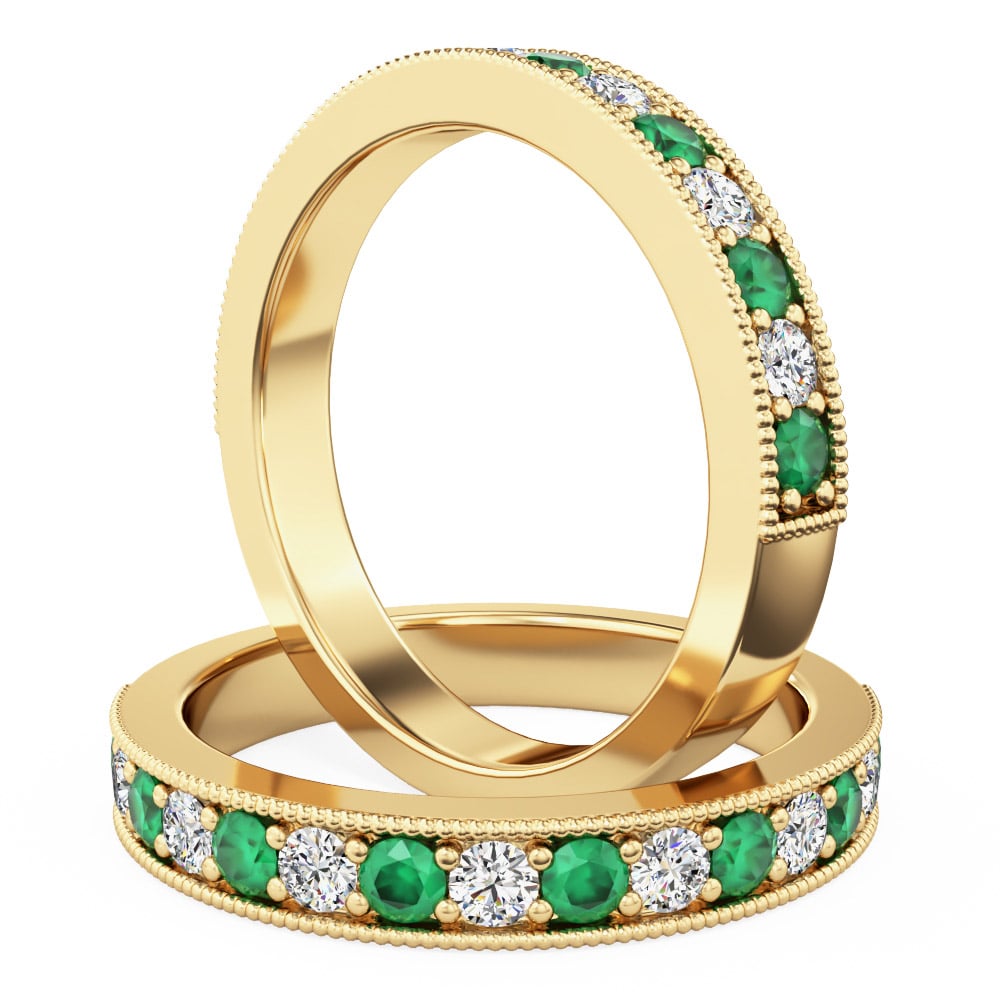Emerald & diamond eternity ring in 18ct yellow gold - PDM548Y
