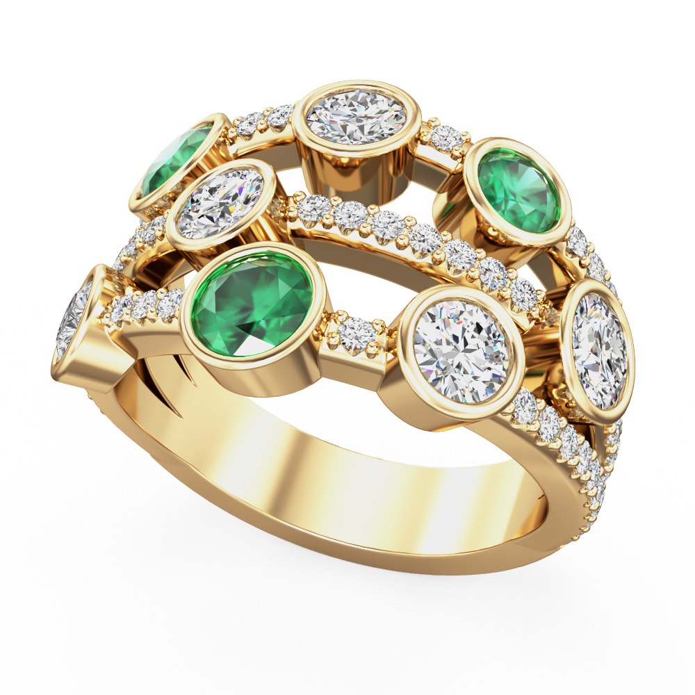 Exquisite emerald and diamond dress ring in 18ct yellow gold - PDM770Y