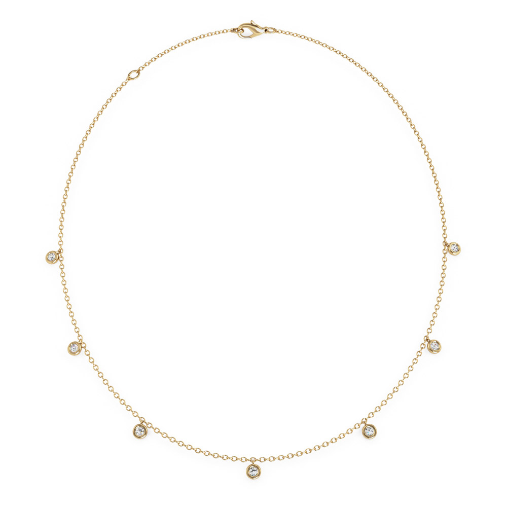 Seven stone round cut lab grown diamond necklace in 9ct yellow gold ...