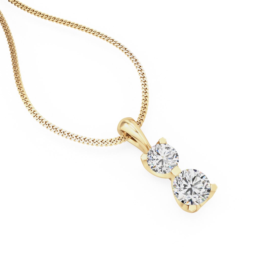 Two stone diamond pendant in 18ct yellow gold - PDP151Y