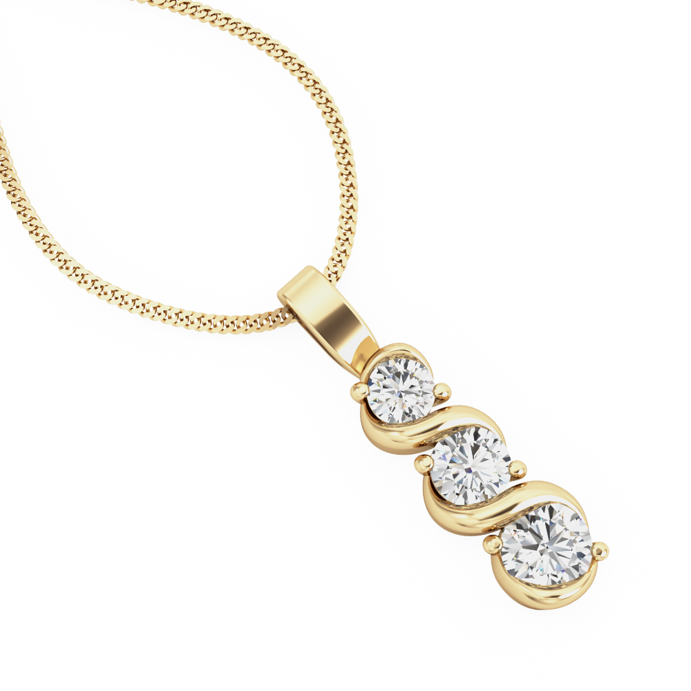 Trilogy three stone lab grown diamond pendant in 18ct yellow gold ...