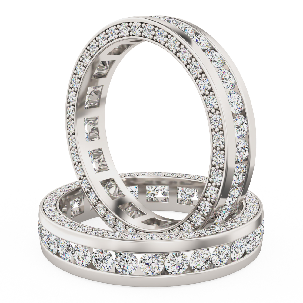 Full set cut diamond set ladies eternity/wedding ring in 18ct white ...