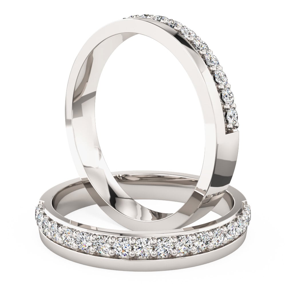 Made to match offset ladies diamond set wedding ring in 18ct white gold ...