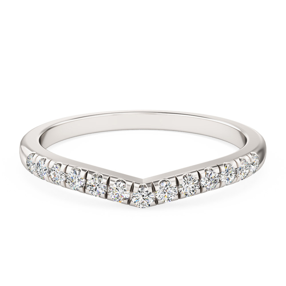 Round cut diamond set shaped wedding/eternity ring in 18ct white gold ...