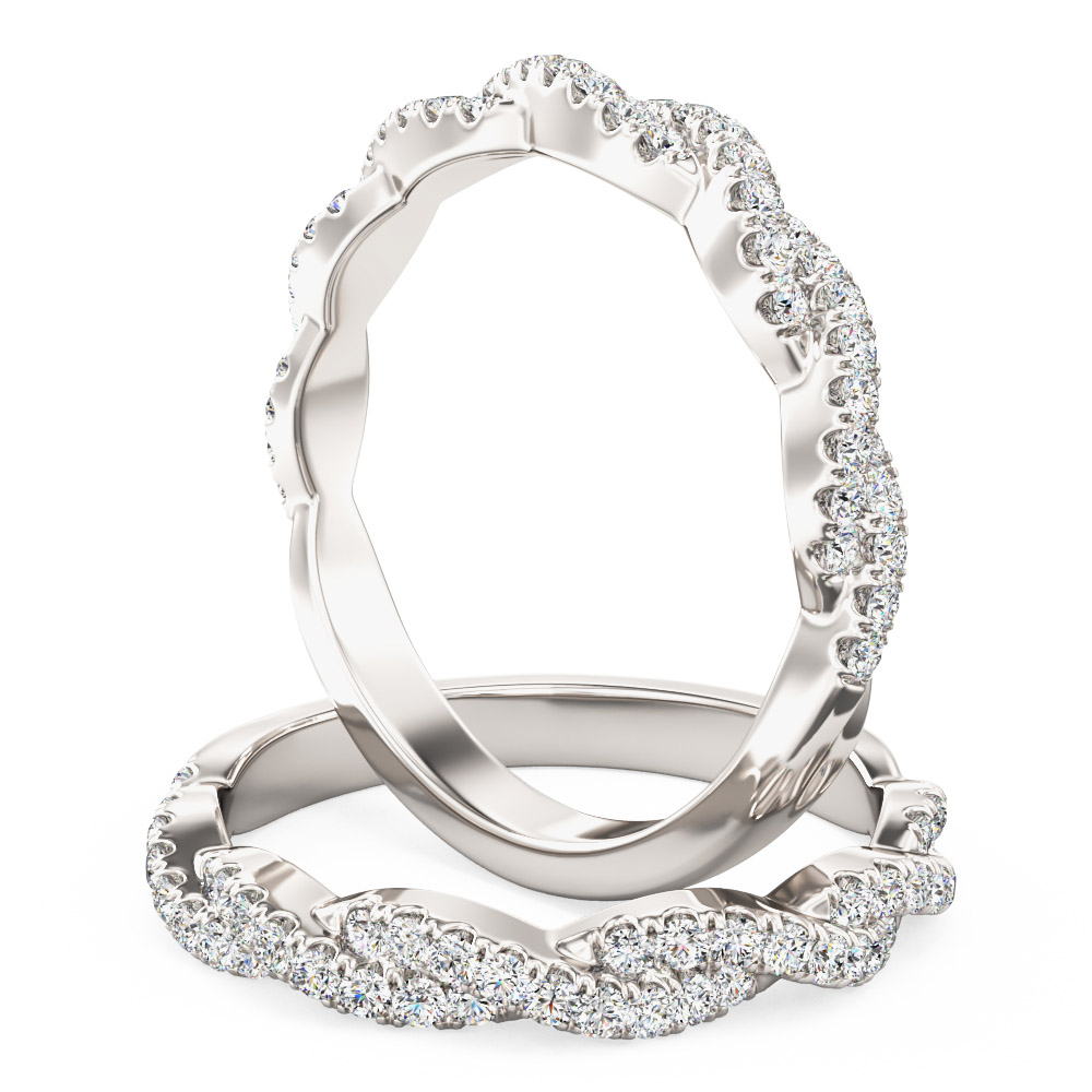 Plaited diamond wedding/eternity ring in 18ct white gold - PDW235W