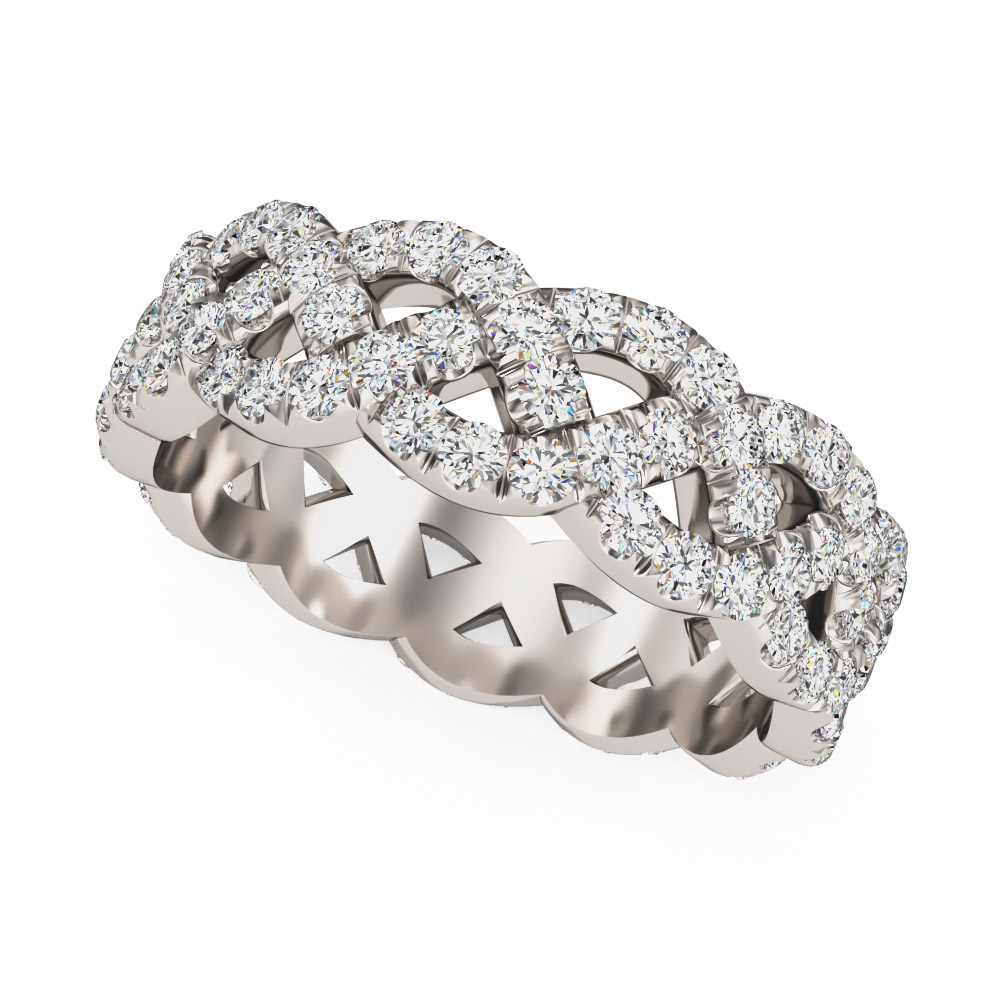 Round cut full set diamond ring in 18ct white gold - PDW287W