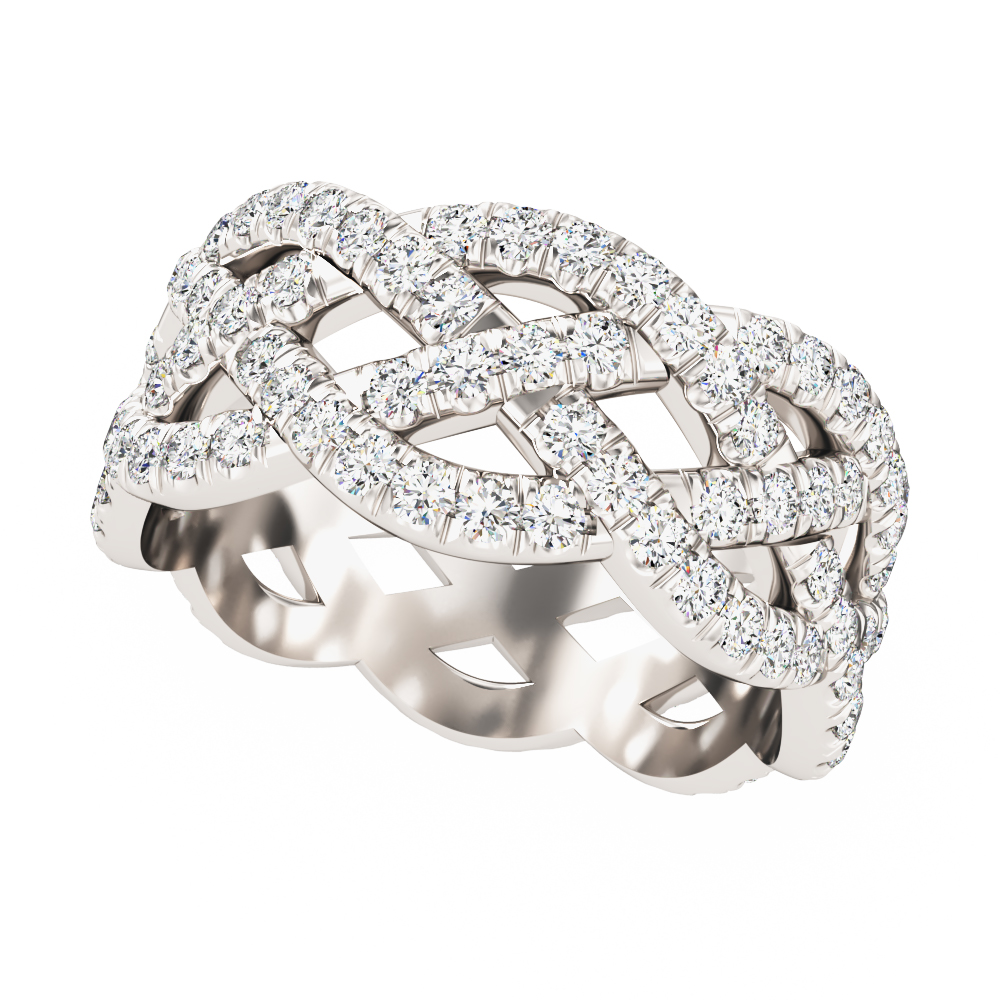 Full set cut diamond set ring in 18ct white gold - PDW290W
