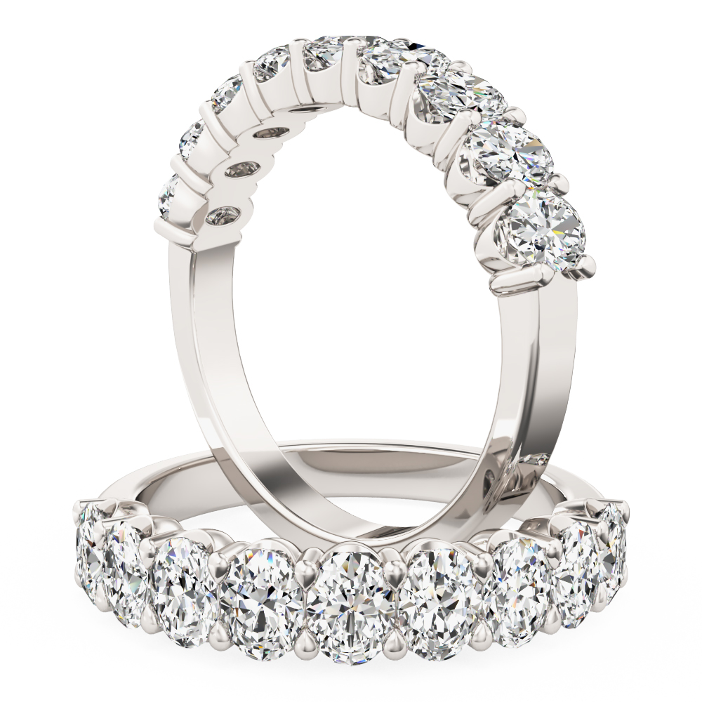 Nine stone oval cut diamond eternity ring in 18ct white gold - PDW330W