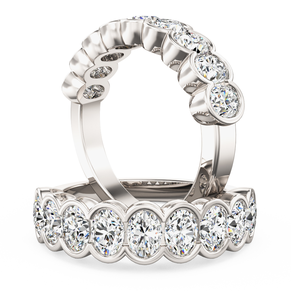 Nine stone oval cut diamond eternity ring in 18ct white gold - PDW346W
