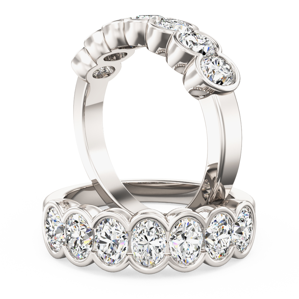 Seven stone oval cut diamond eternity ring in 18ct white gold - PDW350W