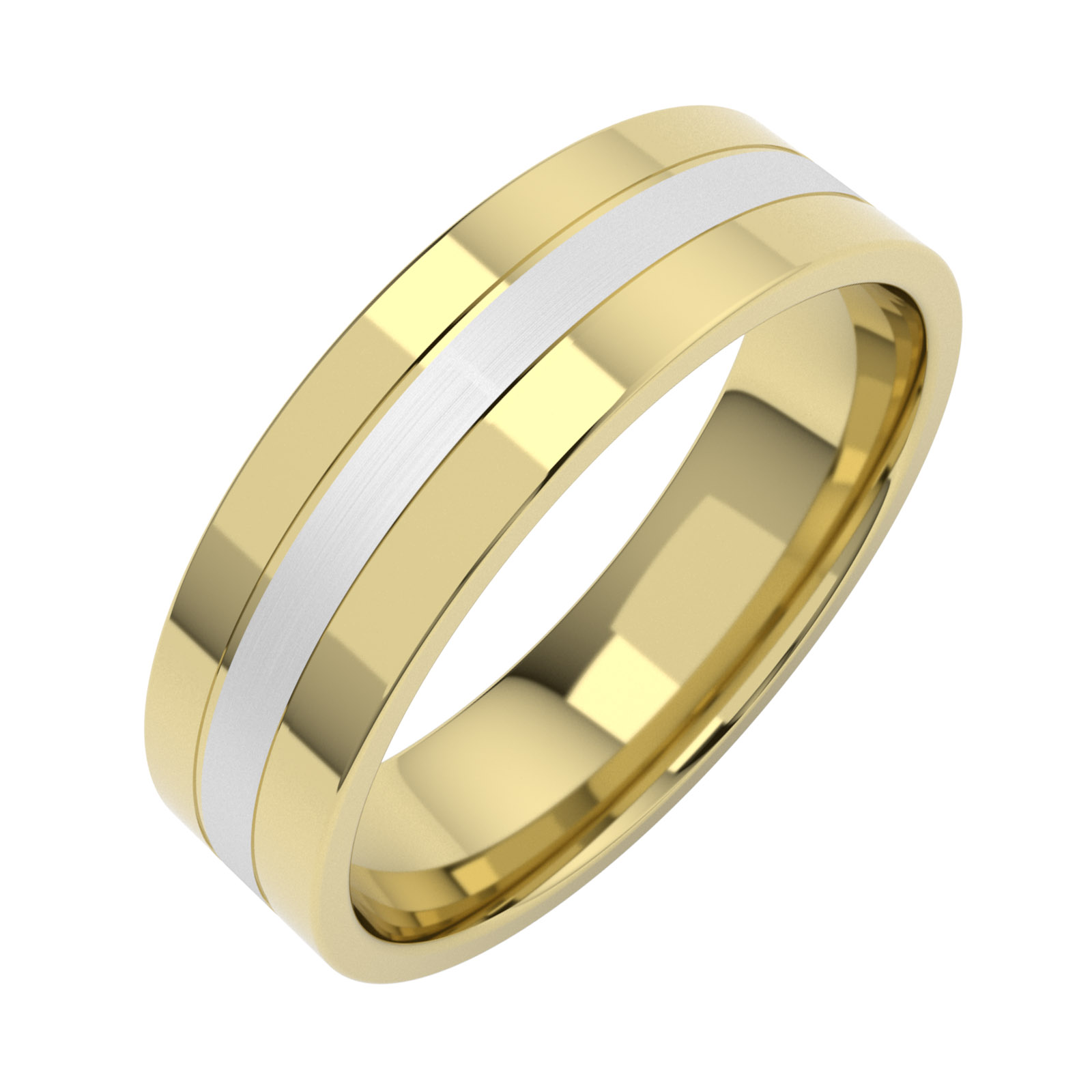 Mens mixed finished wedding ring in 18ct yellow & white gold - PDWG032YWH