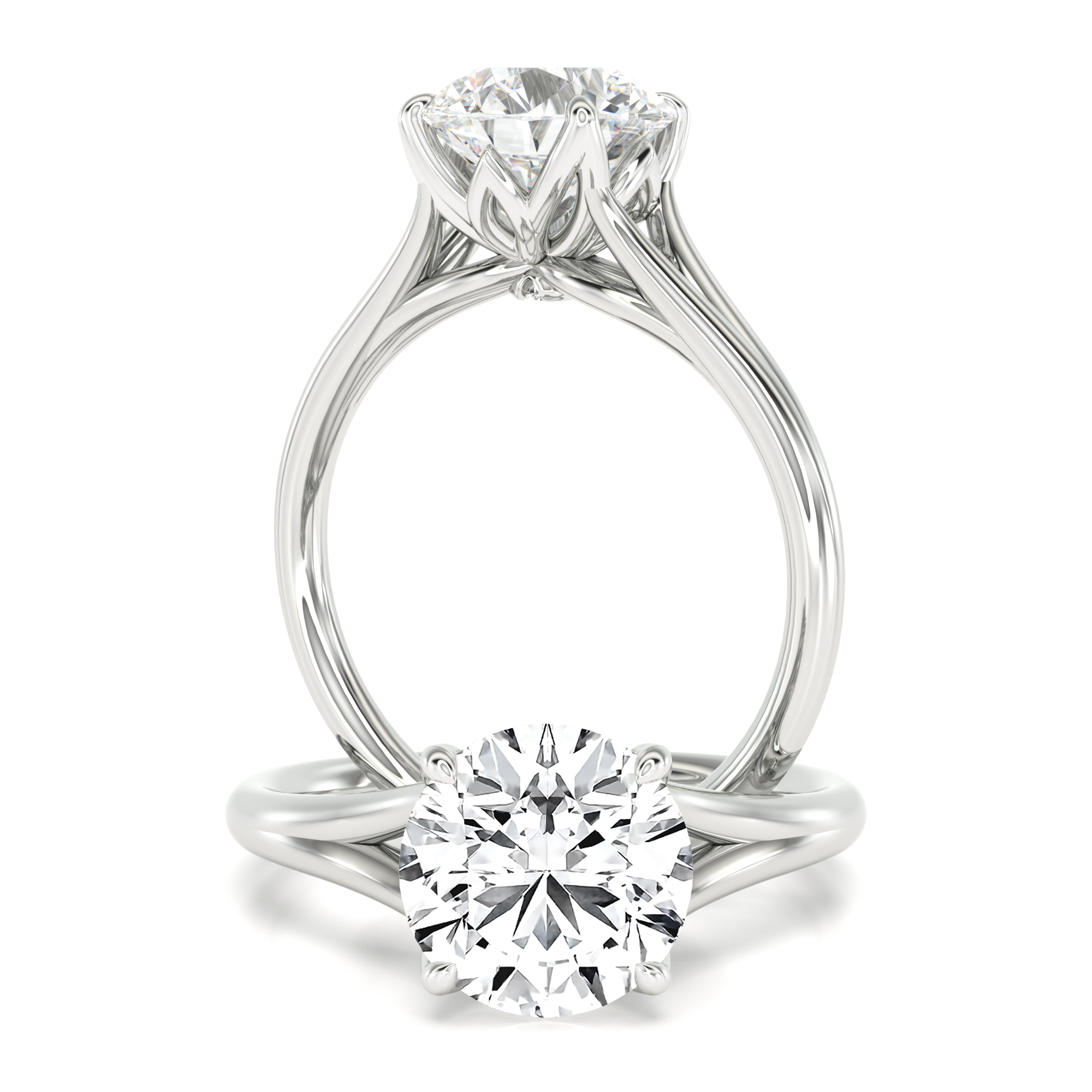 Wonderful round cut solitaire lab grown diamond ring in 18ct white gold ...
