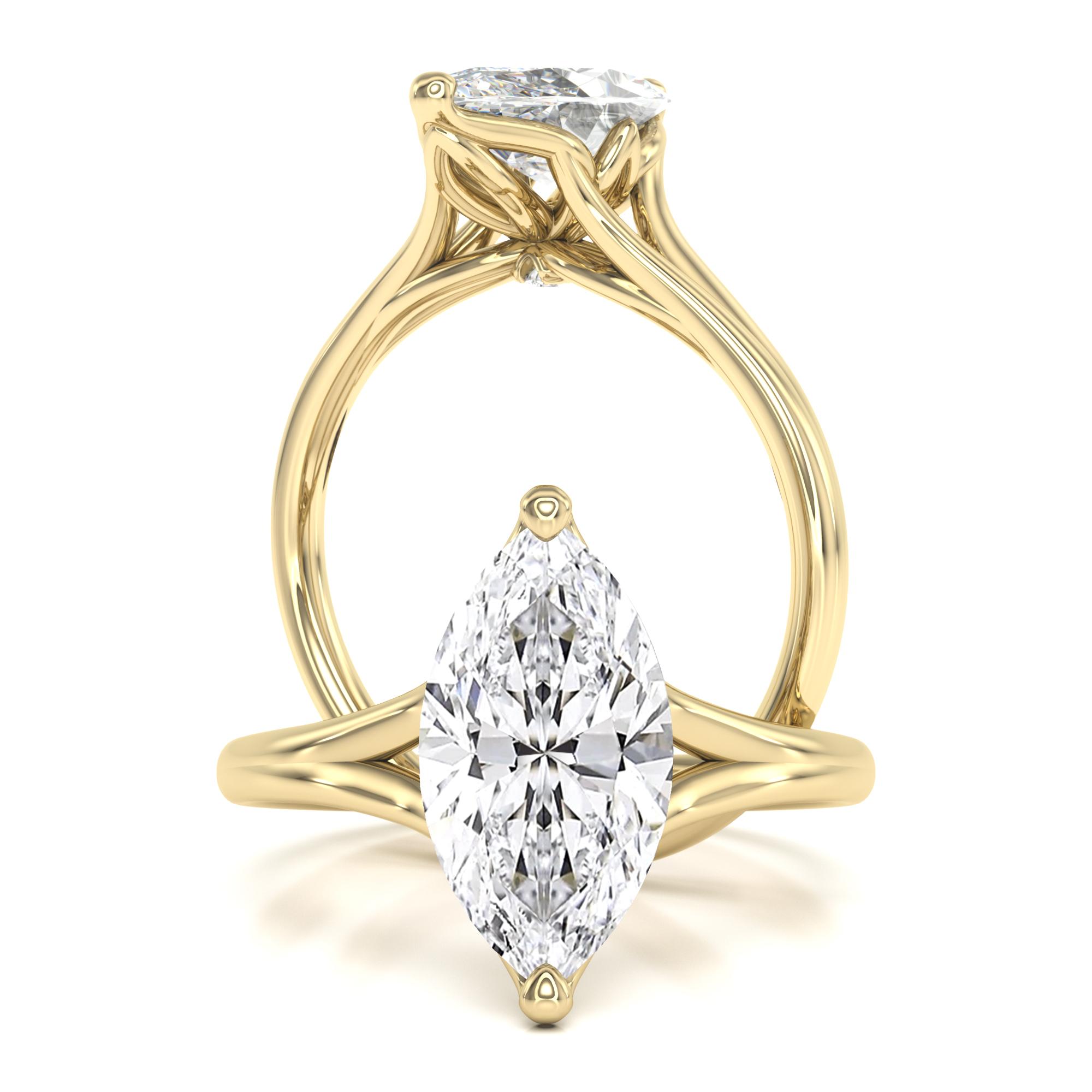 Delightful marquise cut diamond ring in 18ct yellow gold - PD180Y