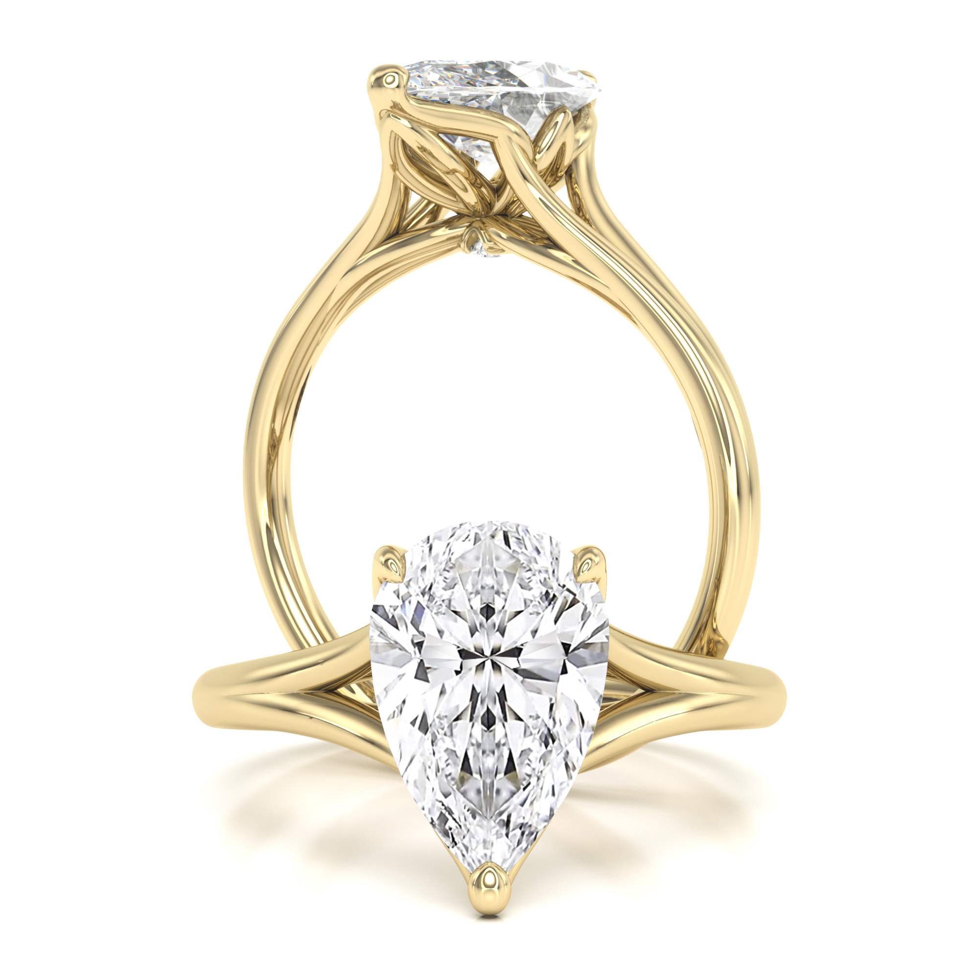 Pear shape solitaire diamond ring in 18ct yellow gold - PD181Y