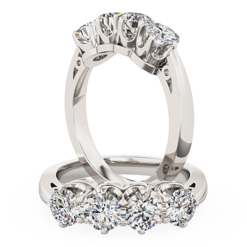 Round cut four stone diamond ring in 18ct white gold - PD313W