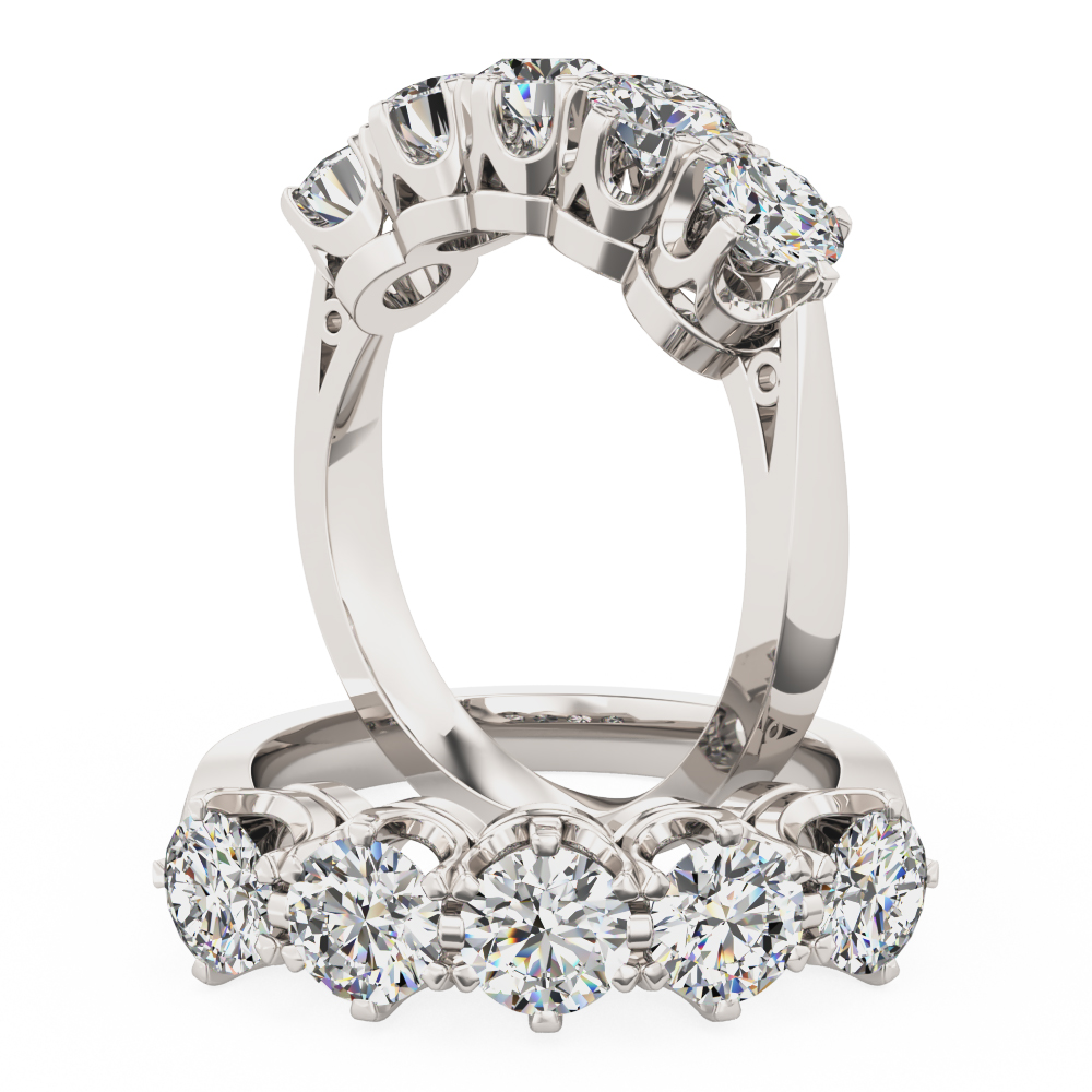 Round cut five stone diamond ring in platinum - PD314PL