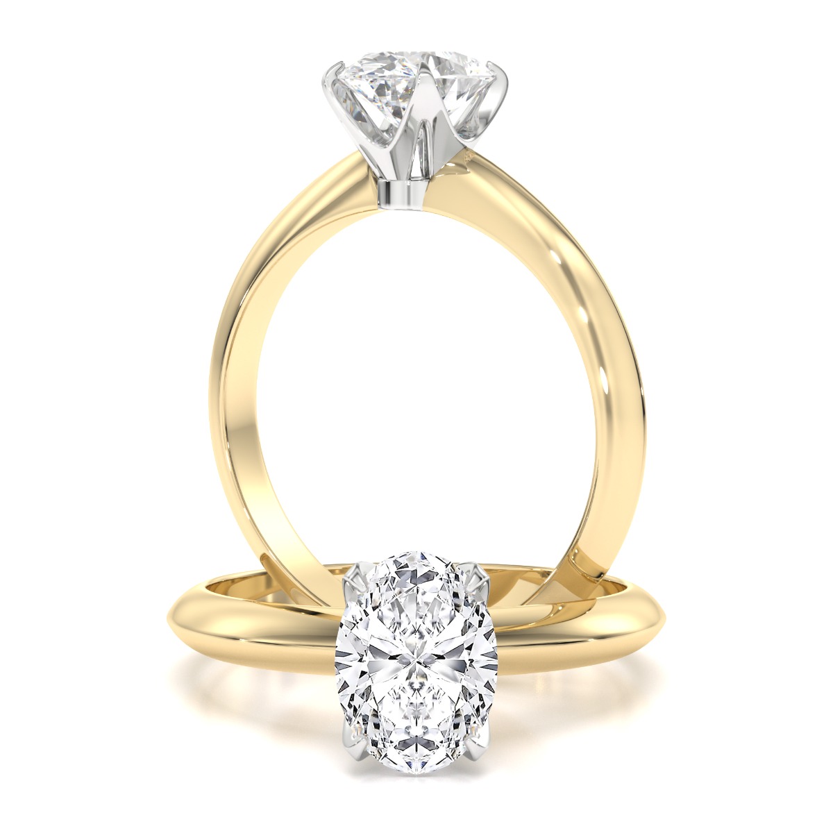 Oval diamond single stone ring in 18ct yellow & white gold - PD958YW