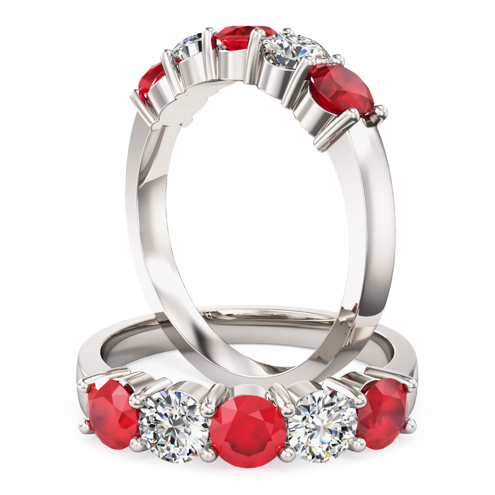 Five stone ruby & diamond eternity ring in platinum - PDR350PL